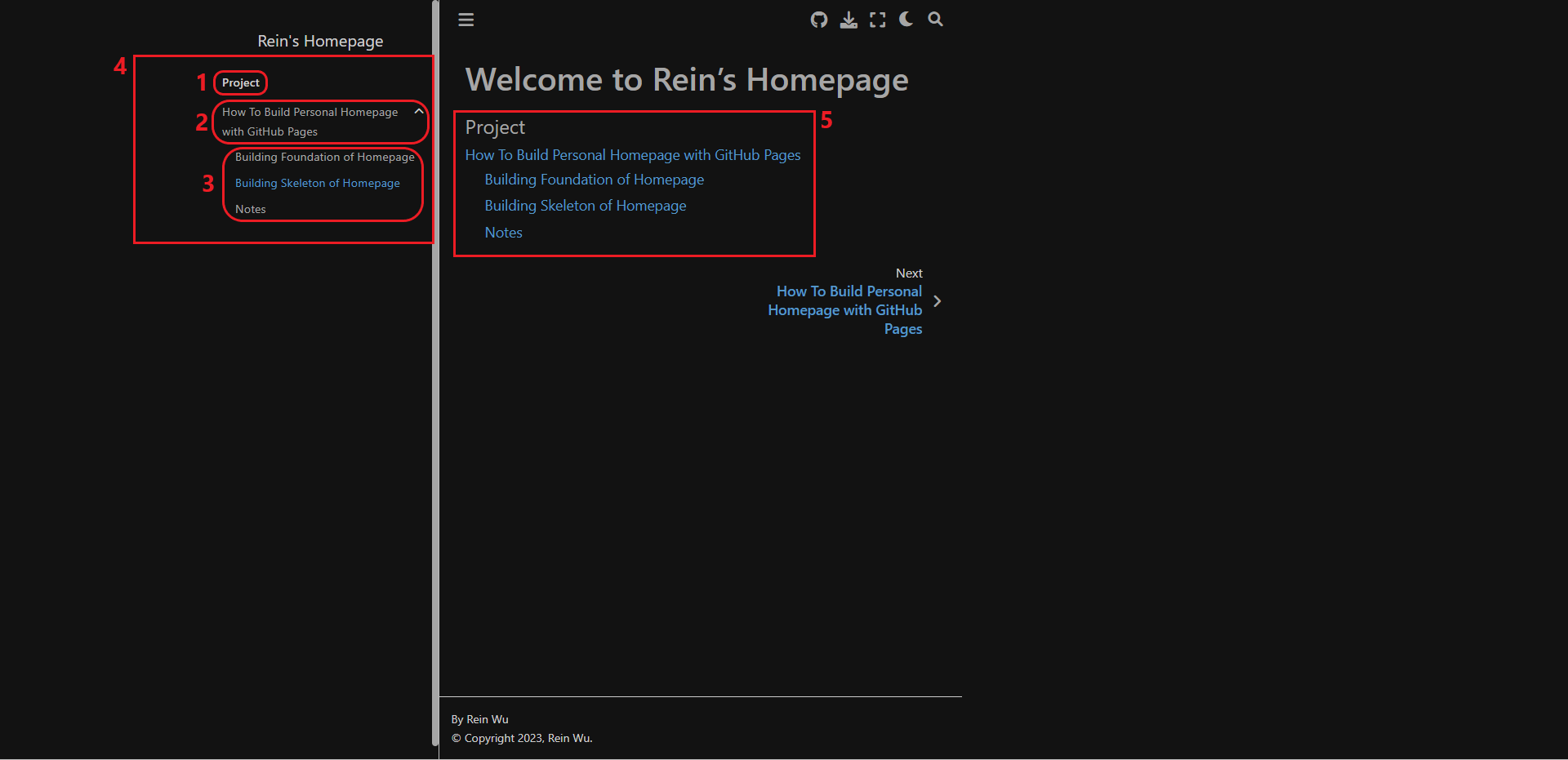 Building Skeleton of Homepage — Rein's Homepage